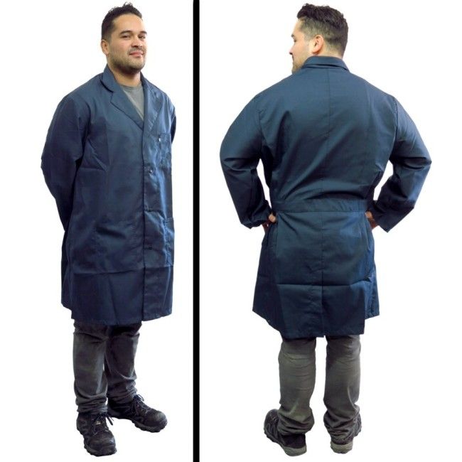 Blue smock 65% polyester-35% cotton Permanent press. Snap buttons in ...