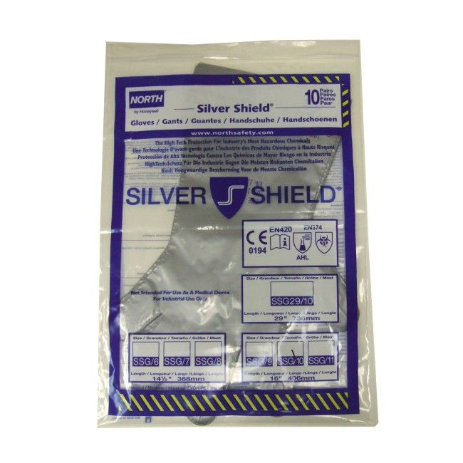 2.7 mils Silver Shield powder-free gloves for chemical protection ...