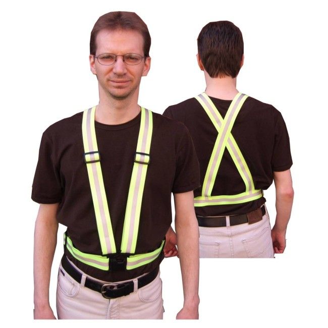 Economical hi-viz traffic sash, neon yellow & retroreflective stripes ...