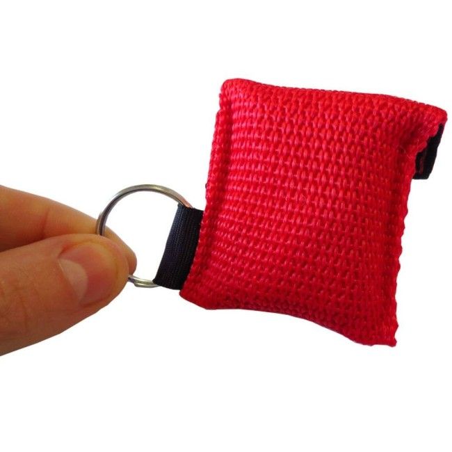 Disposable CPR facial shield with valve, in mini-pouch with key ring ...