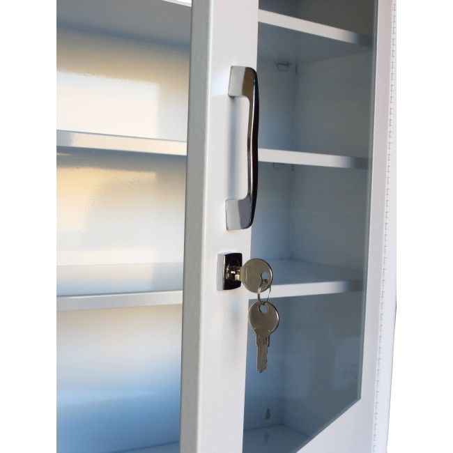 Wall-mounted metal first aid cabinet with clear panel door | Sylprotec.com