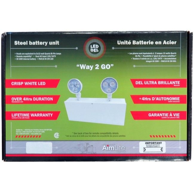 Emergency lighting unit 6 volts 36 watts with 2 LED spotlights ...