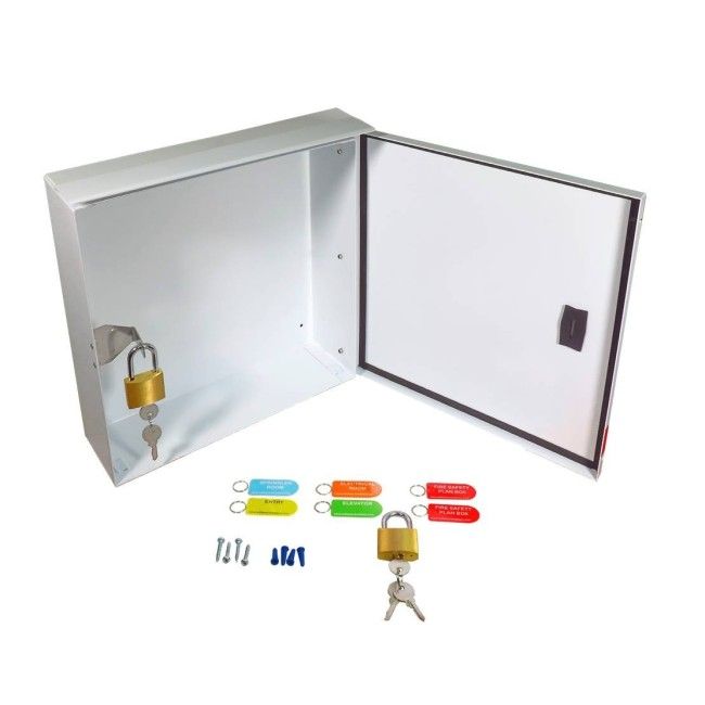 Steel box safety plan13 3/8 W X 13 3/8 H X 4 1/4. French label ...