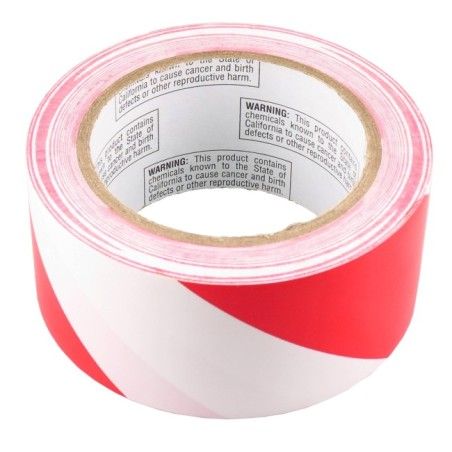 Striped warning adhesive tape, red and white 2 in X 48 ft. | Sylprotec.com