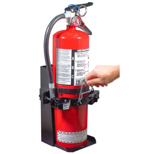 Box-type vehicle bracket for Flag 10 lb fire extinguishers, Ø 5½-6 in ...