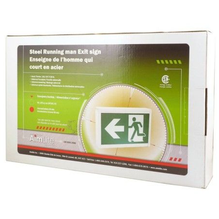 Green Running Man LED emergency exit sign. Steel, with battery ...