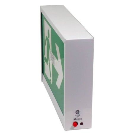 Green Running Man LED emergency exit sign. Steel, with battery ...