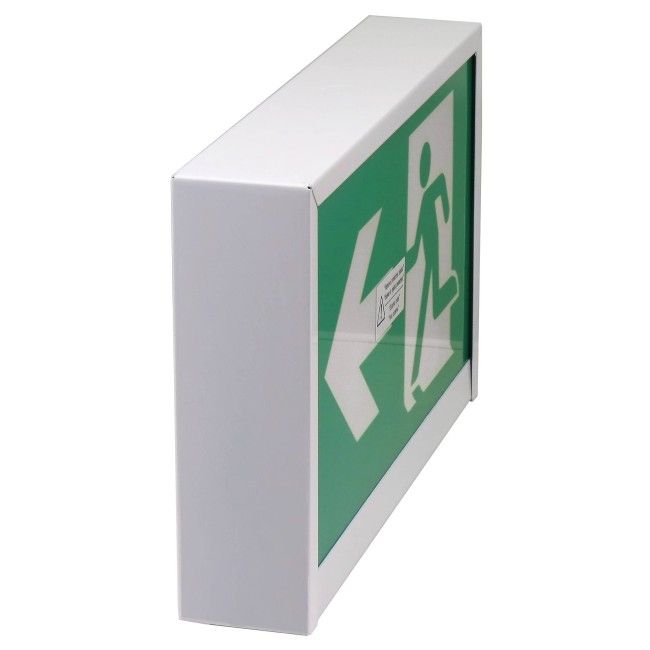 Green Running Man LED emergency exit sign. Steel, no battery ...