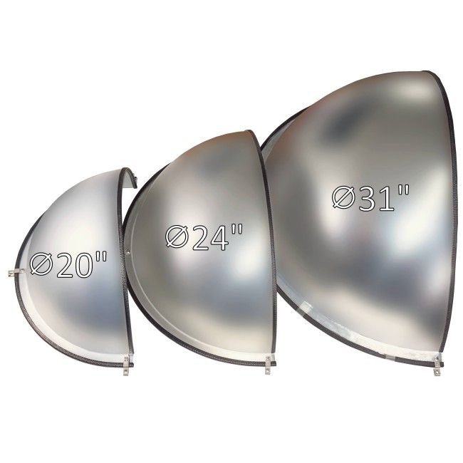 Acrylic half dome convex mirror for 180° view in a T-intersection ...