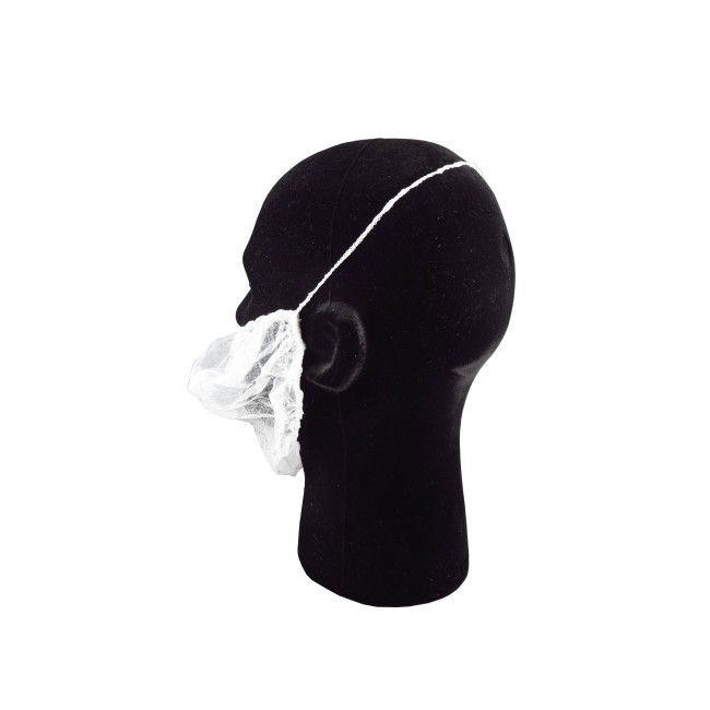 Beard net, white mesh (100/pkg). Disposable product after use ...