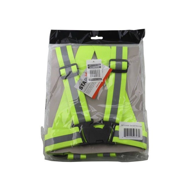 Economical hi-viz traffic sash, neon yellow & retroreflective stripes ...