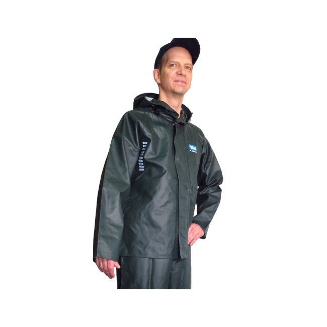 Green PVC-lined Viking Journeyman® waterproof raincoat | Sylprotec.com