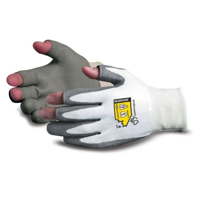 Open-finger glove with Dyneema® cut level A2, polyurethane palm-coated ...
