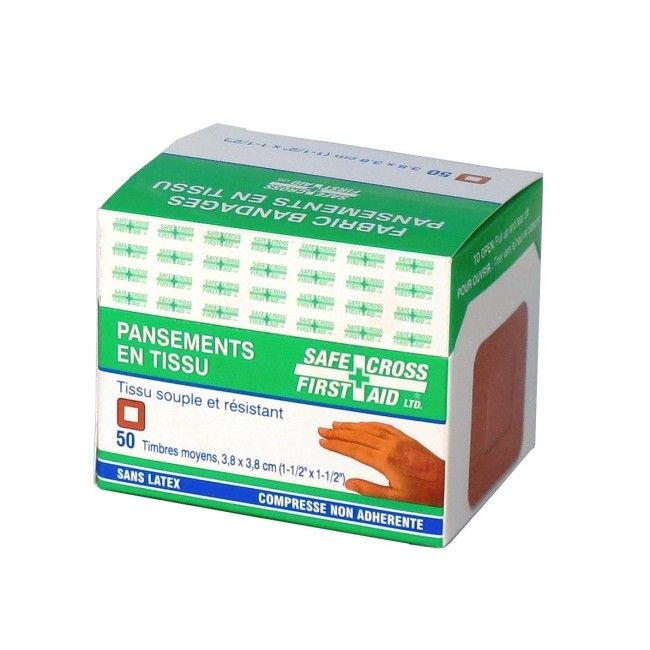 Square adhesive bandages in elastic fabric 50 per box | Sylprotec.com