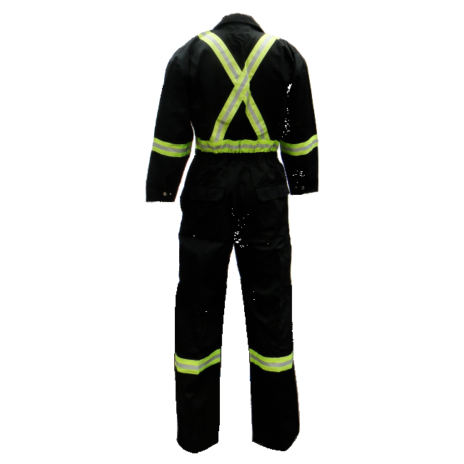 blackcoveralls with reflective stripes. Polyester-cotton. | Sylprotec.com