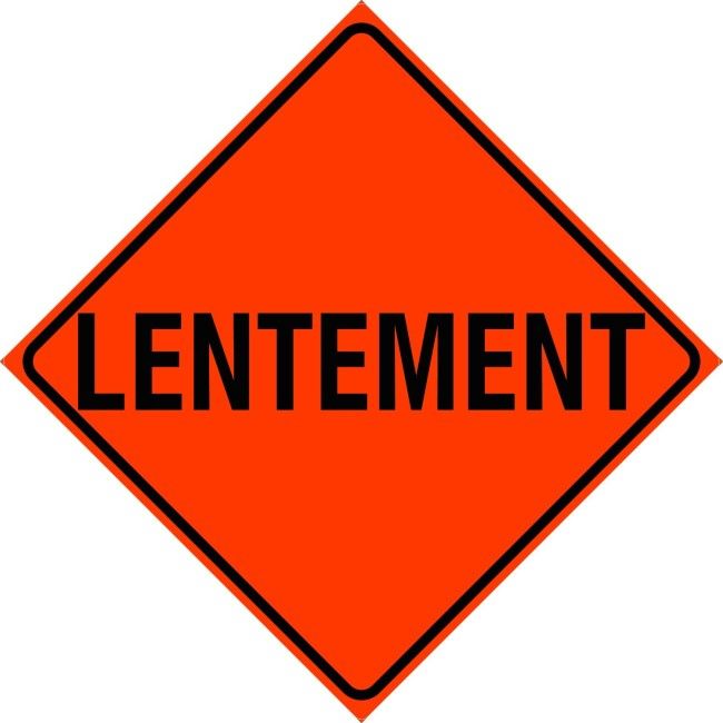 French ARRÊT / LENTEMENT (STOP / SLOW) traffic control paddle, 12”x12 ...
