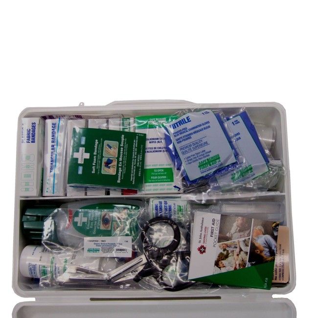 First aid kit with a 31-types of item content for chemical burns care ...