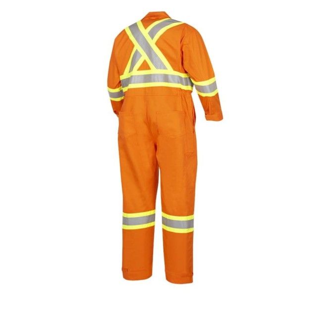 100% FR orange coverall, ARC 2, with hi-viz reflective stripes ...