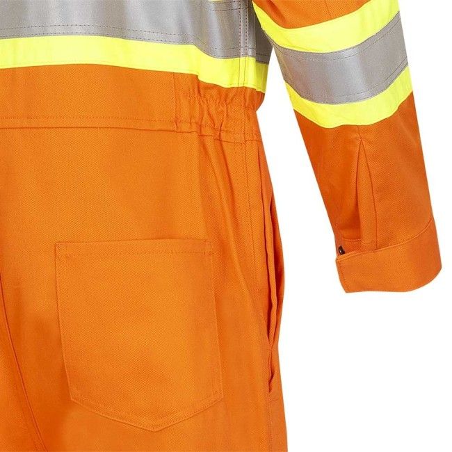 100% FR orange coverall, ARC 2, with hi-viz reflective stripes ...