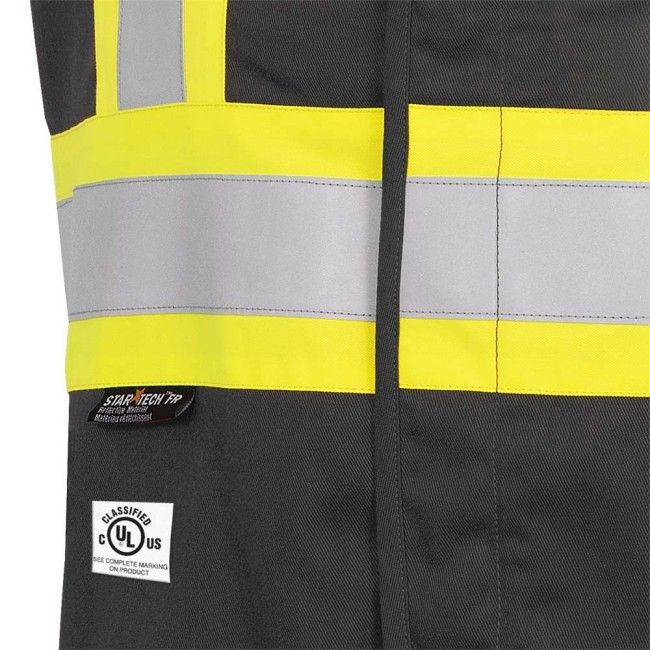 Pioneer black flame-retardant traffic vest 7729 low-vis, 7 oz, Arc 2 ...