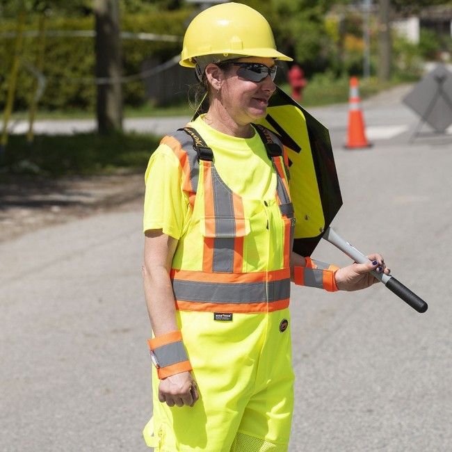 Pioneer model 6000W Women's breathable yellow overalls for road safety ...