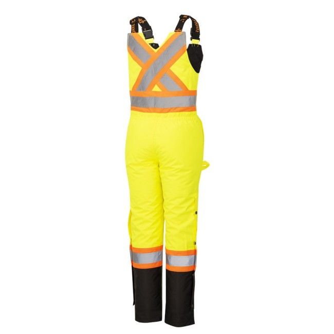 Women's 100% waterproof yellow/black overalls with reflective stripes ...