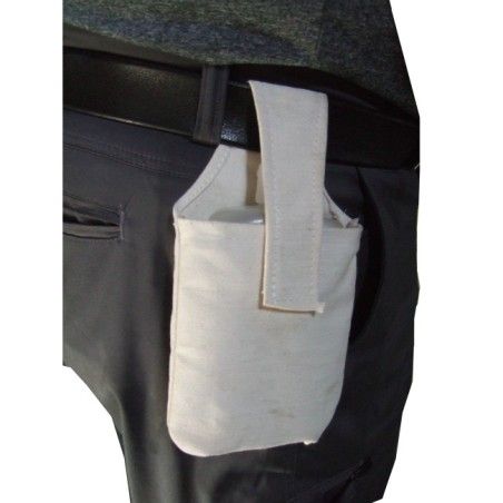 Denim fire pouch that holds a bottle of ABC powder (EX225) | Sylprotec.com
