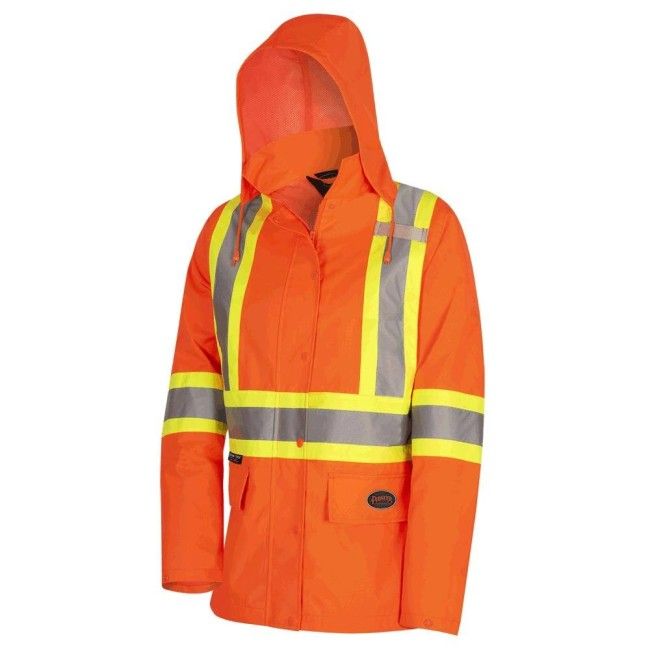 Women's orange waterproof jacket in polyester/Pu, Pioneer 5626W ...