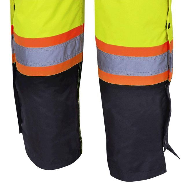 Men's winter 100% waterproof yellow overalls with reflective stripes ...