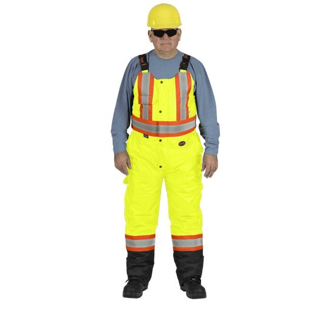 Men's winter 100% waterproof yellow overalls with reflective stripes ...