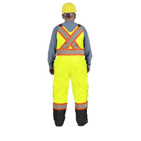 Men's winter 100% waterproof yellow overalls with reflective stripes ...
