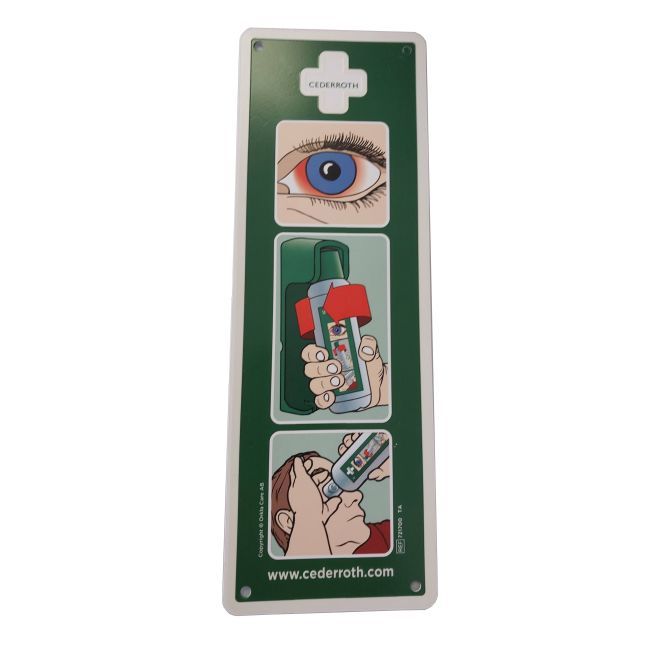 Metal eyewash cabinet with two 500 ml bottles of Cederroth solution ...