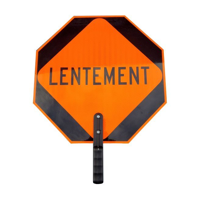 Panneau du brigadier ou signaleur à double face ARRÊT / LENTEMENT ...