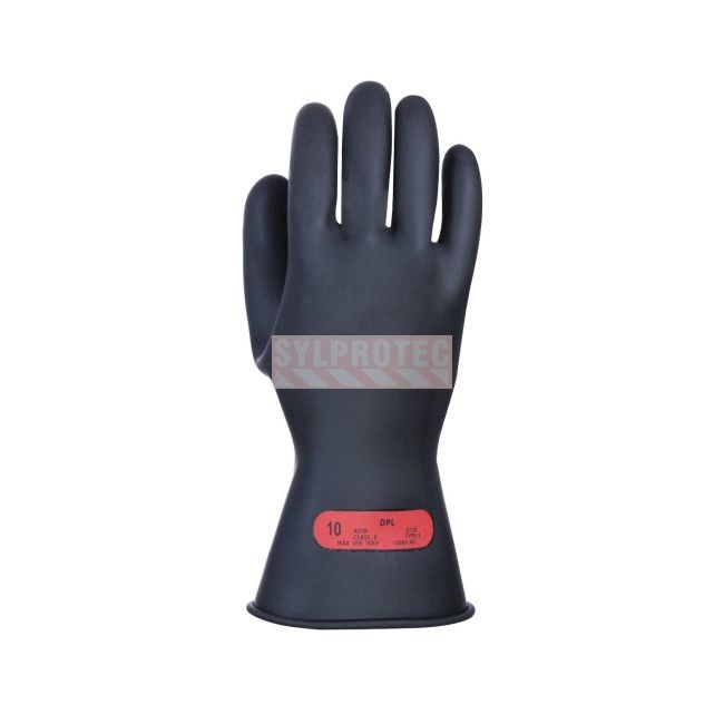 Class 0 insulating rubber glove, 11 inches, black, NR0O28, 1000 V AC ...
