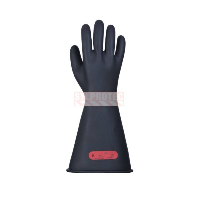 Class 0 black rubber insulating glove, 14 inches, 1000V AC ref NR0B36 ...