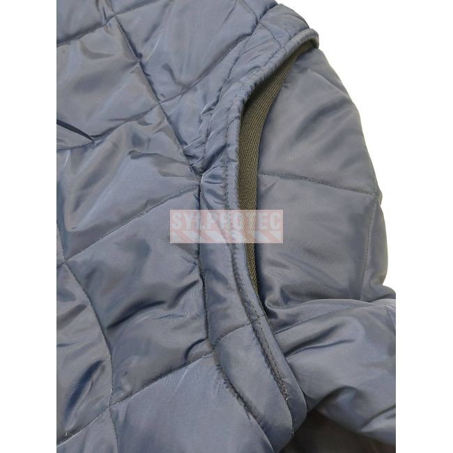 Short blue fleece-lined freezer coat with 3 pockets. | Sylprotec.com